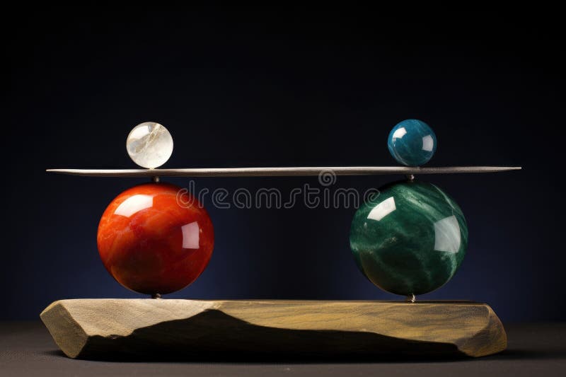 Scales Balancing Two Different Colored Marbles Stock Photo - Image of ...