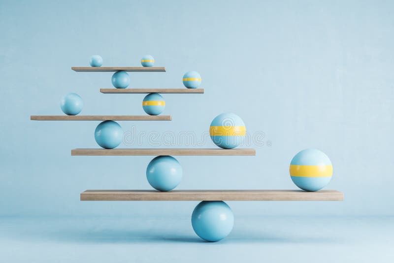 Scales with Blue Ball on Blue Background Stock Illustration ...