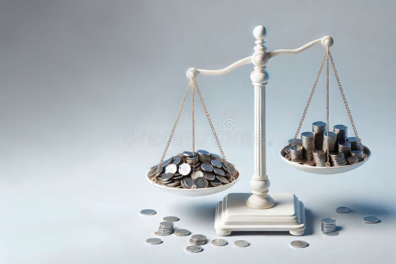Scales with Coins. Space for Text. Stock Photo - Image of monetary ...