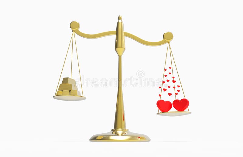 Scales with Gold and Hearts Stock Illustration - Illustration of white ...