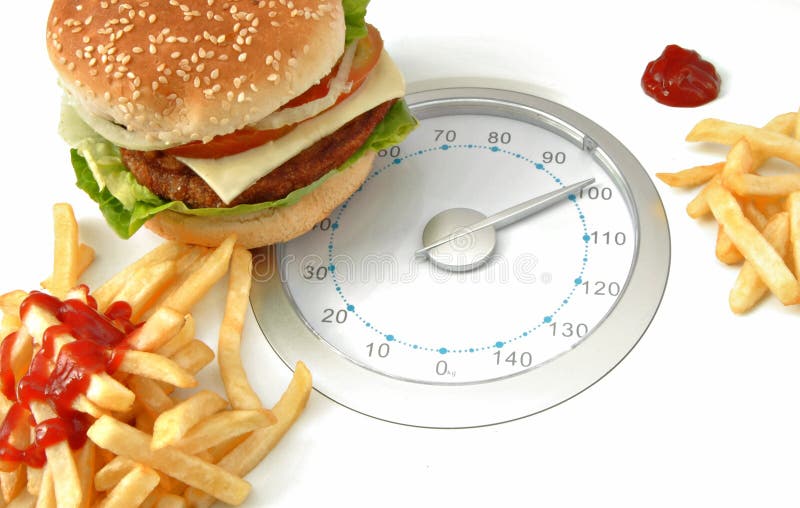Scales with hamburger stock image. Image of food, obesity - 19424909