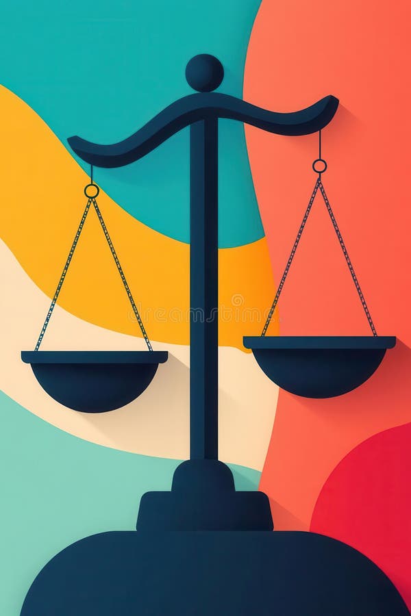 Scales of Justice Balanced with Equality Symbols, Flat Design ...
