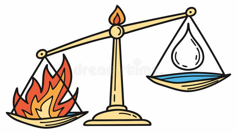 Scales of Justice Balancing Fire and Water, Harmony, Vector Design ...