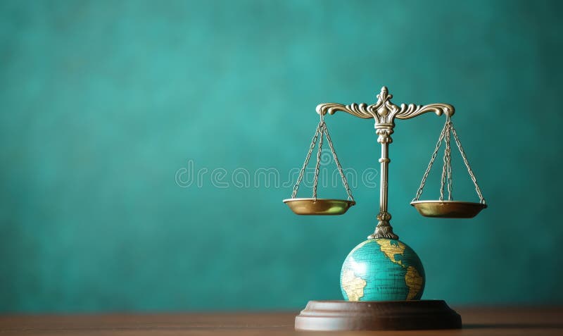 Scales of Justice Balancing on Globe Symbolizing Global Law and Justice ...