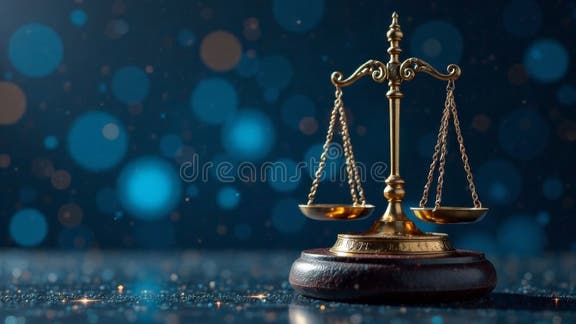 Scales of Justice on a Blue Background Stock Illustration ...