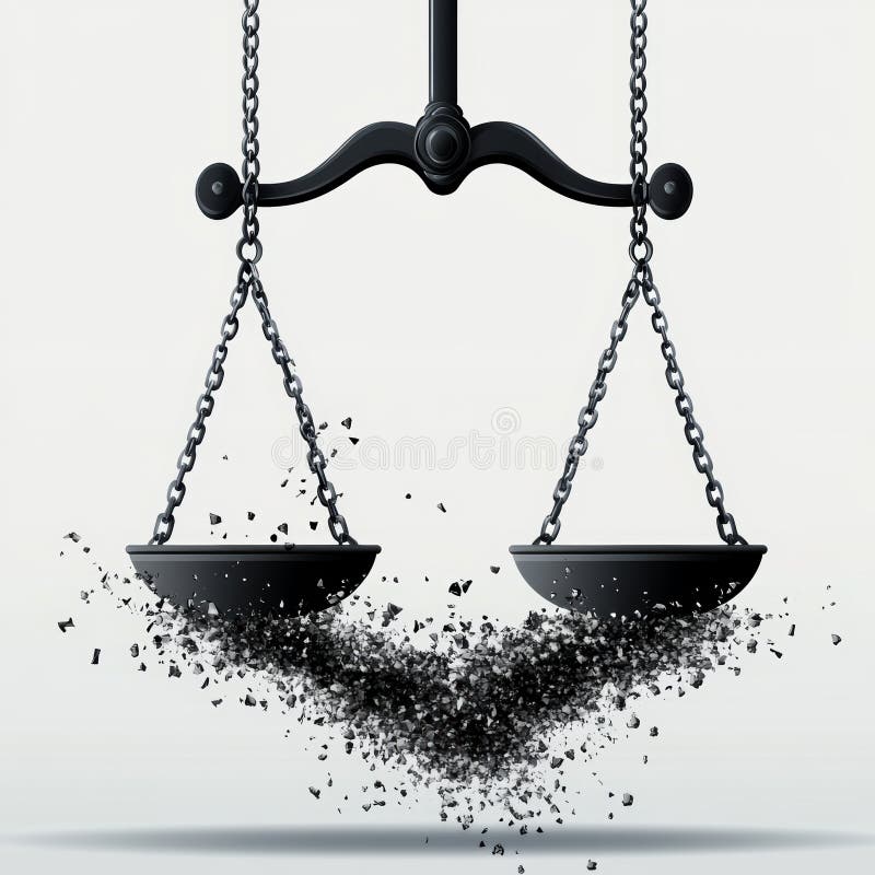 Scales of Justice Breaking Apart Concept Stock Illustration ...