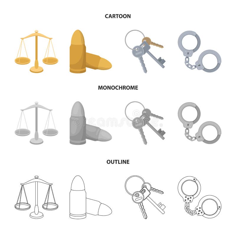 Scales of Justice, Cartridges, a Bunch of Keys, Handcuffs.Prison Set ... Scales of Justice, Cartridges, a Bunch of Keys, Handcuffs.Prison Set ...