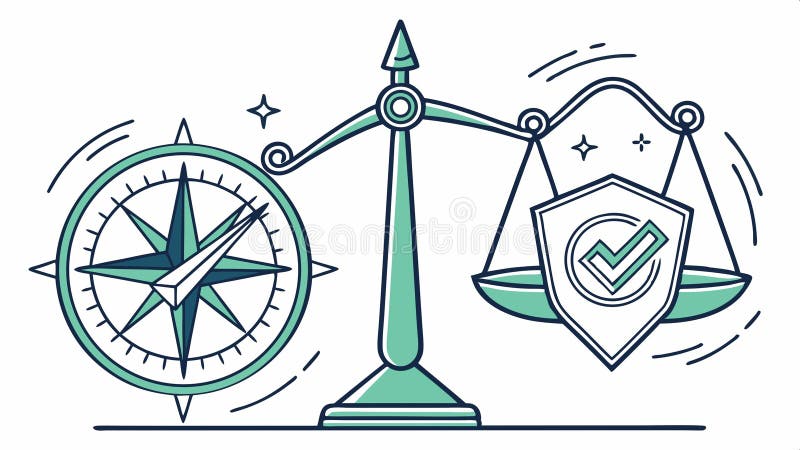 Scales of Justice with Checkmark Balance Security Safety Vector Design ...