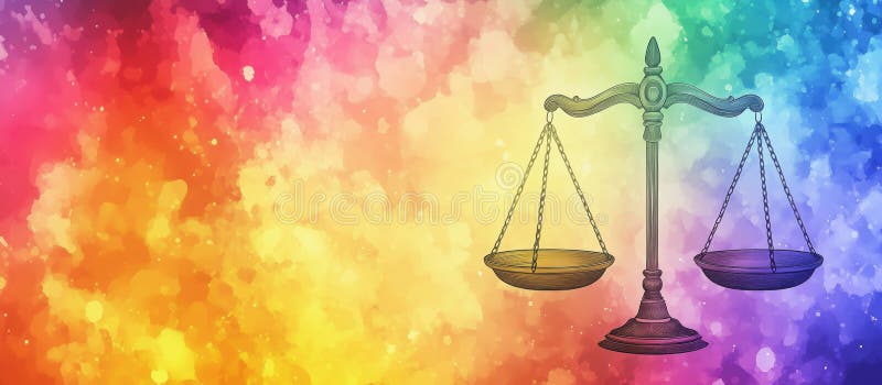 Scales of Justice on Colorful Background, Symbolizing Balance Stock ...