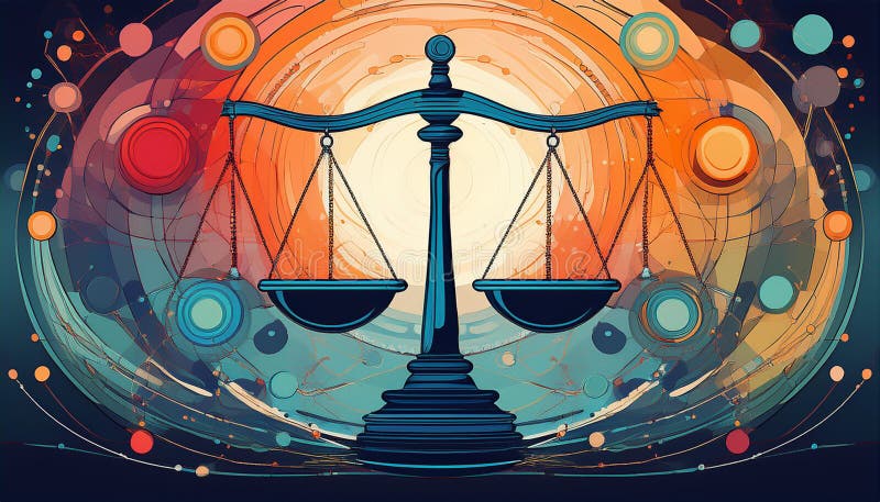 Image of a Justice Scale Generative AI Illustration Stock Illustration ...