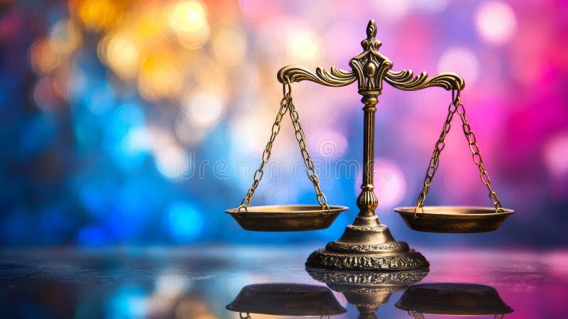 The Scales of Justice are Depicted Against a Vibrant Geometric Backdrop ...