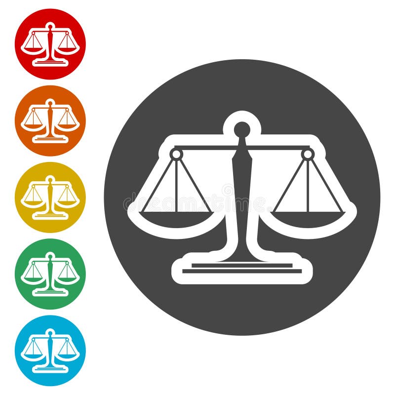 Scales of Justice Sticker, Scales and Book Icon Isolated. Symbol of Law ...