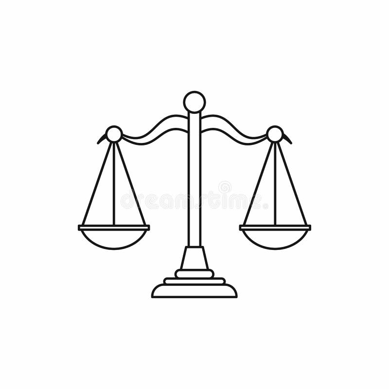 Scales of Justice Icon, Outline Style Stock Illustration - Illustration ...