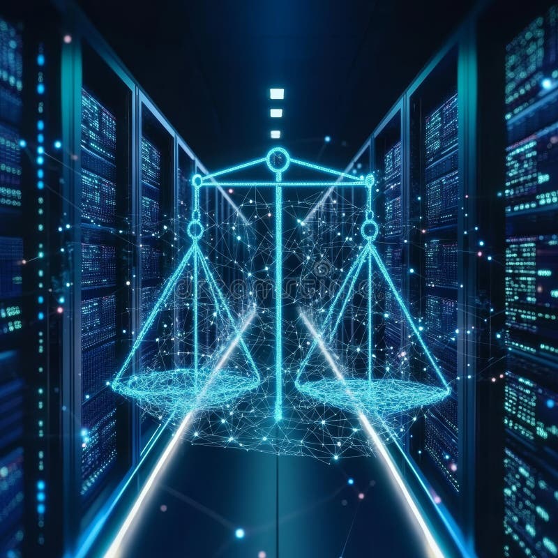 Scales of Justice Inside Server Room, Concept of Justice in Technology ...