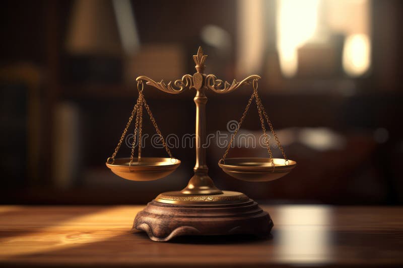 Scales of Justice and Law on a Table. Generative AI Stock Illustration ...