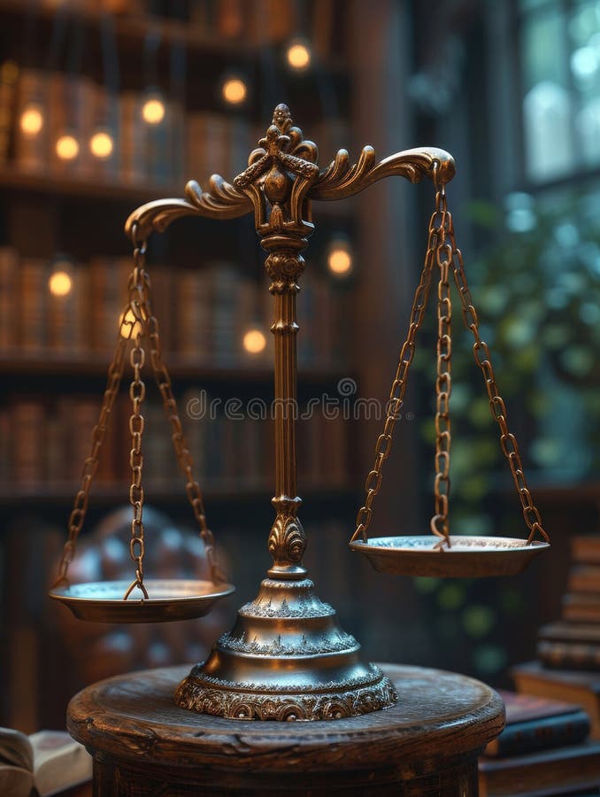 Scales of Justice in the Library Stock Photo - Image of legislation ...