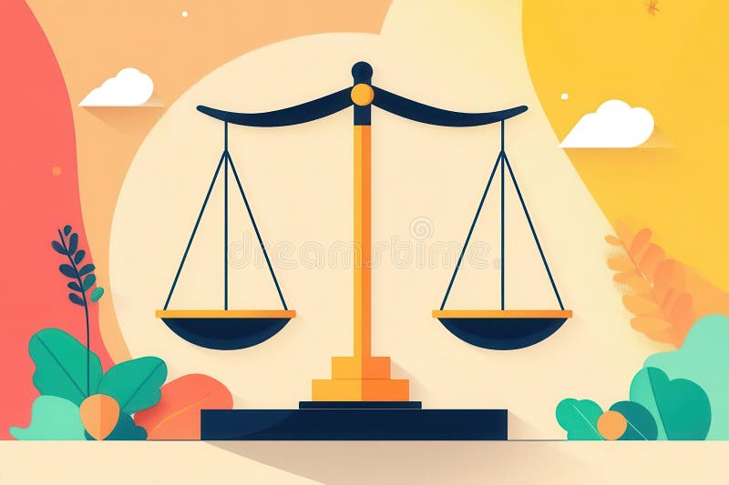 Scales of Justice with Light and Shadow, Moral Choices, Flat Design ...