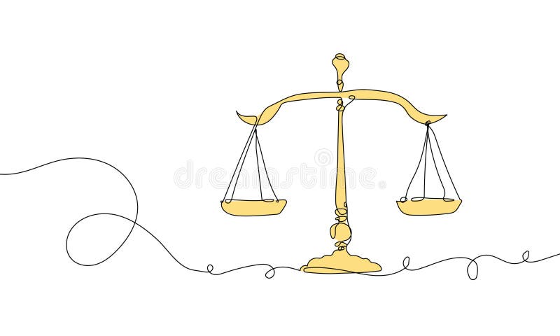 Scales of Justice Line Drawing Stock Vector - Illustration of legal ...