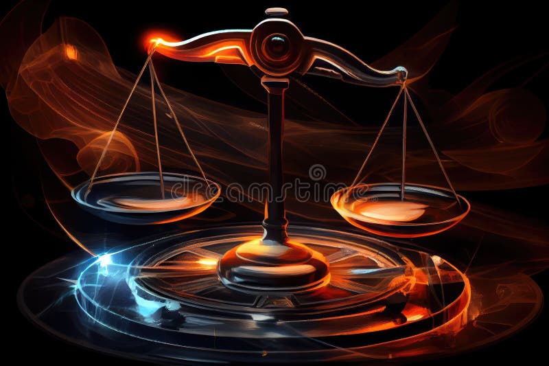 Scales of Justice Spinning, with Dramatic Effect Stock Illustration ...