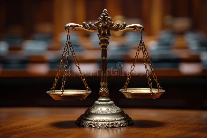 The Scales of Justice are on the Table in the Interior Stock Image ...
