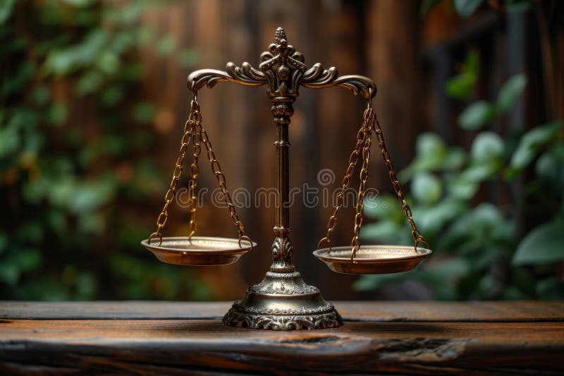 The Scales of Justice are on the Table in the Interior Stock Photo ...