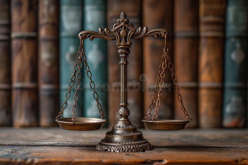 The Scales of Justice are on the Table in the Interior Stock Photo ...