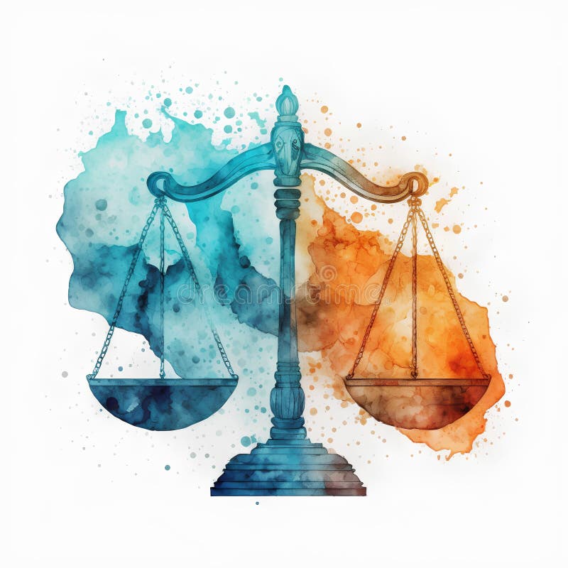Scales of Justice with Leaves Isolated on White Background. Vector ...