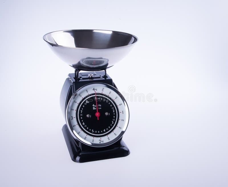 Scales for Kitchen or Black Kitchen Scales. Stock Image - Image of ...
