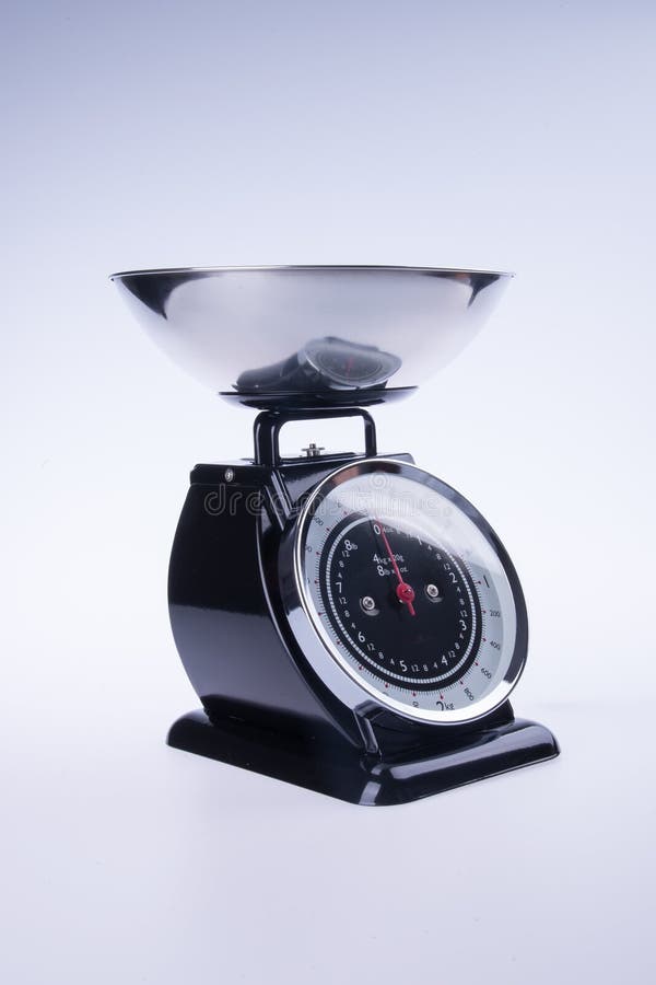 Scales for Kitchen or Black Kitchen Scales. Stock Photo - Image of ...