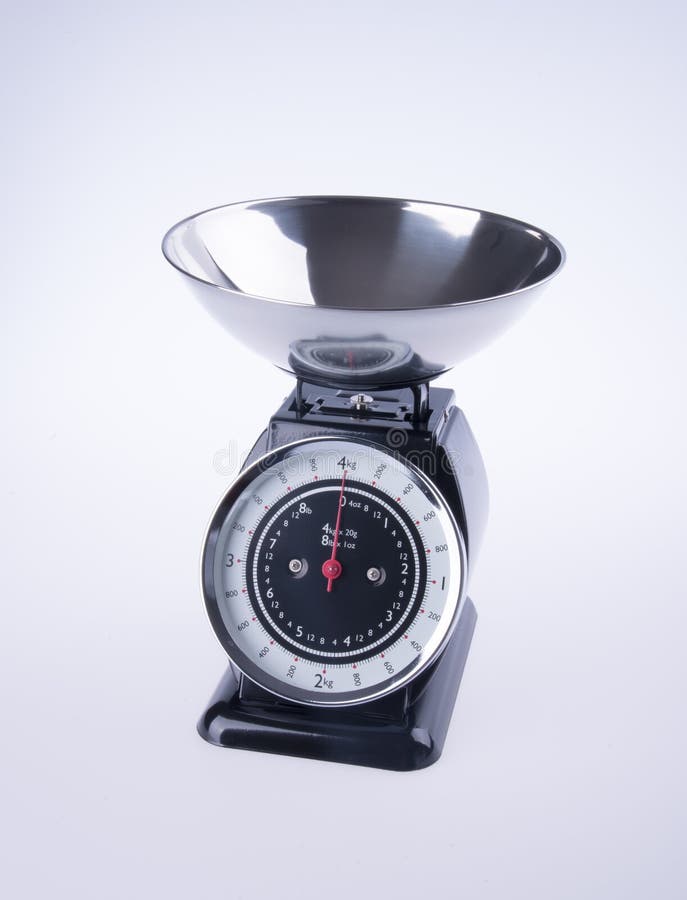 Scales for Kitchen or Black Kitchen Scales. Stock Photo - Image of ...