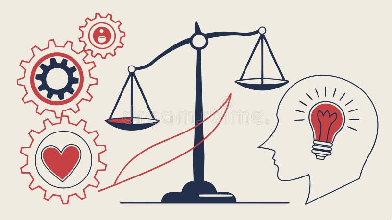 Scales with Light Bulb and Heart, Balance and Decision Making Vector ...