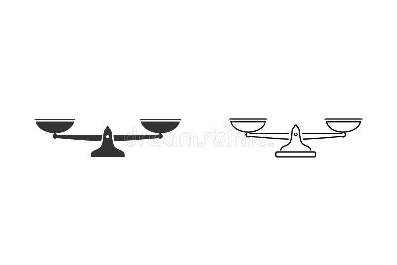 Scales Line Icon Set. Vector Scale Simple Stock Vector - Illustration ...