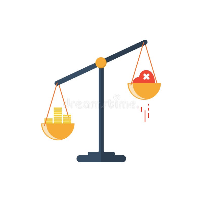 Scales with Two Bowls. on One Side of the Scale is Money, on the Second ...