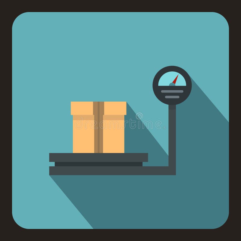 Scales for Weighing with Box Icon, Flat Style Stock Vector ...