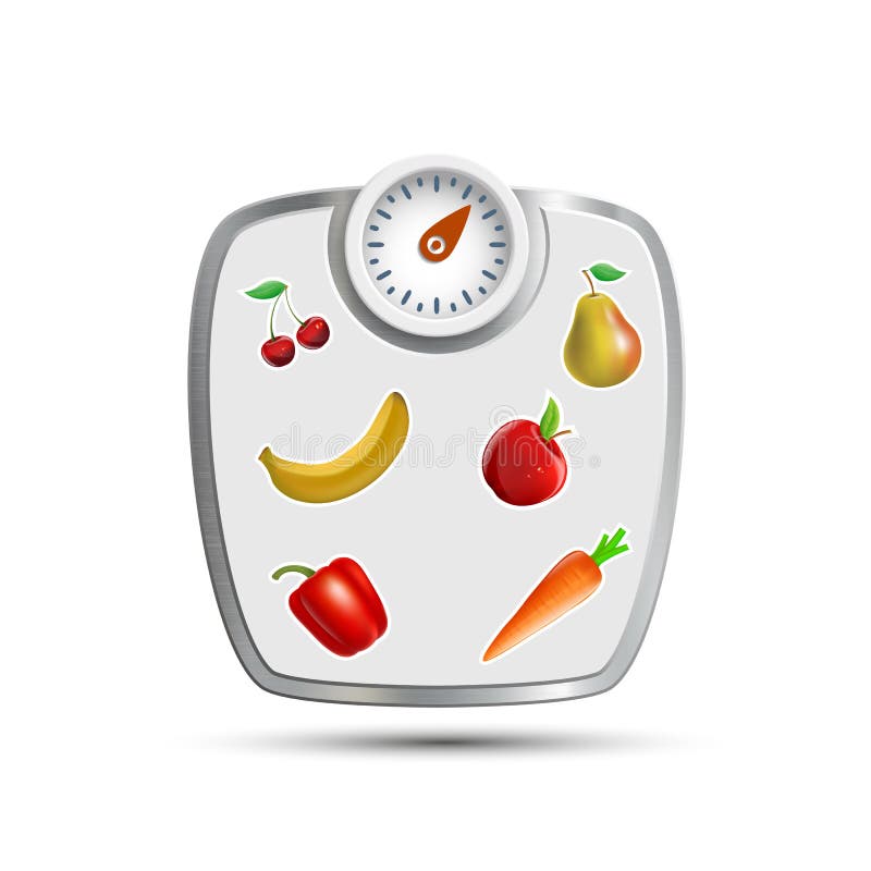 Scales for Weighing with Fruits and Vegetables. Stock Vector ...