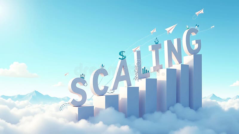 Scaling Concept Growth Strategy â€ 3D Typography on Rising Graph with ...