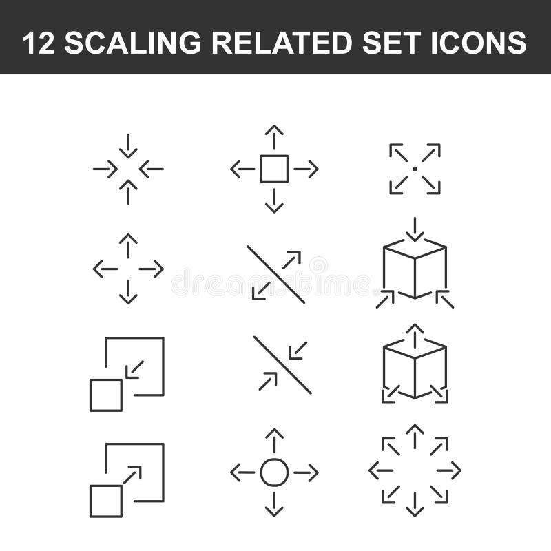 Scaling Related Vector Line Icons Stock Vector - Illustration of ...
