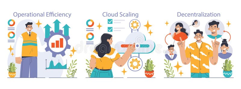 Scaling Concept. Woman Analyzes Pie Chart Growth, Business Performance ...