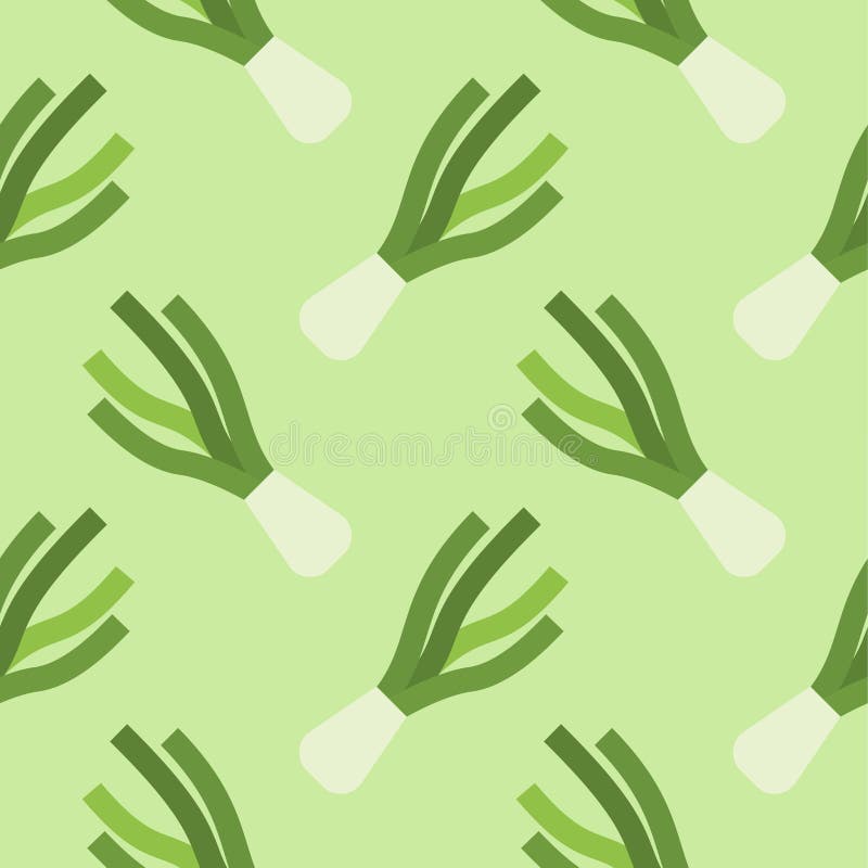 Scallion Seamless Pattern Vector Illustration. Basil and Spring Onion ...