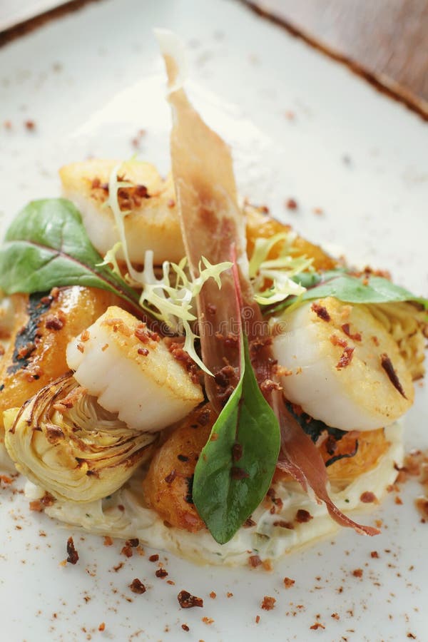 Scallop appetizer starter stock photo. Image of seafood - 63564746