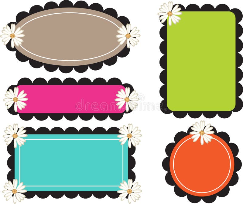Scallop Edge Frames Retro Bold Stock Vector - Illustration of colourful ...