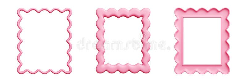 Scallop Frame Border Set - Pink 3d Featuring Wavy Shell-inspired Edges ...
