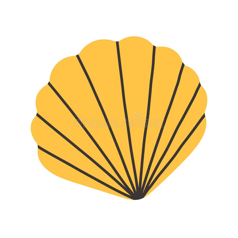 Scallop Seashell Simple Flat Illustration. Isolated Minimalistic Design ...