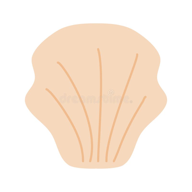 Scallop Seashell, Simple Stylised Summertime Design Element, Vector ...