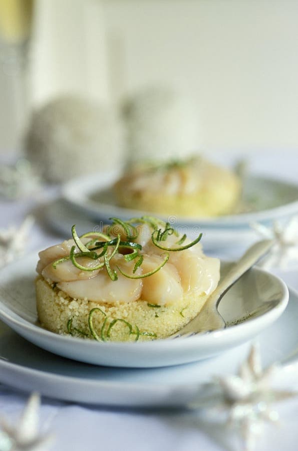 Scallop ,semolina and Lime Dish Stock Image - Image of lemon, flesh ...