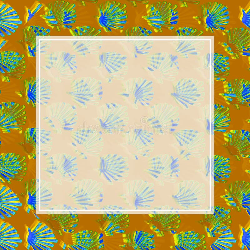 Scallop Shell Frame with Luminous Center Stock Image - Image of design ...