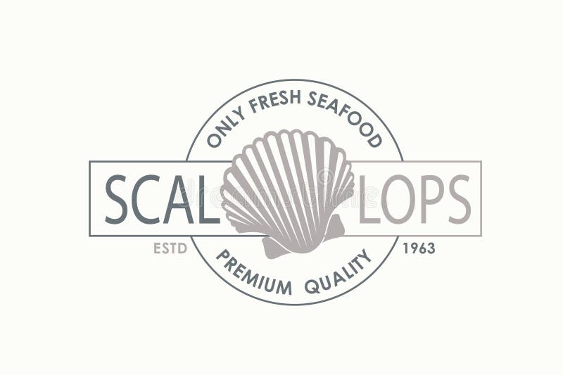Set Scallop Sea Shell Icon Isolated on Black and White Background ...