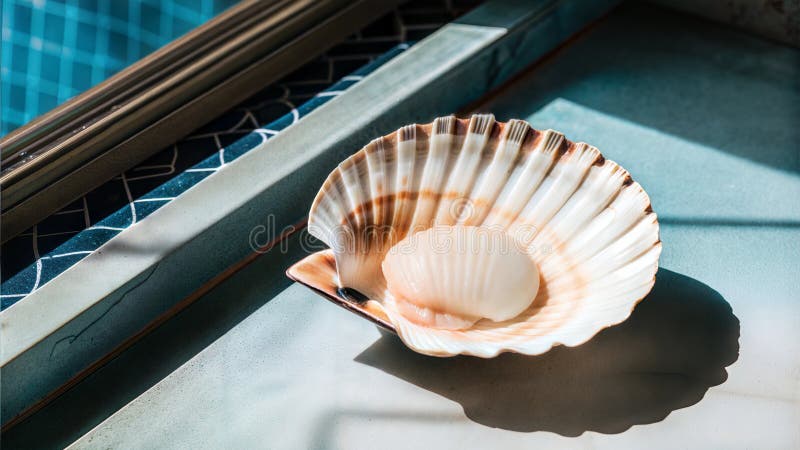 Scallop in Shell stock illustration. Illustration of shadow - 352038430