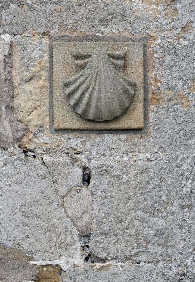 Scallop Shell Symbol on a Church Along the Camino De Santiago Stock ... Scallop Shell Symbol on a Church Along the Camino De Santiago Stock ...