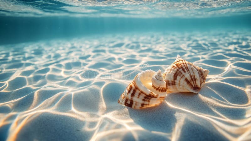 Scallop Shells Rest on the Sandy Seafloor in a Marine Environment ...